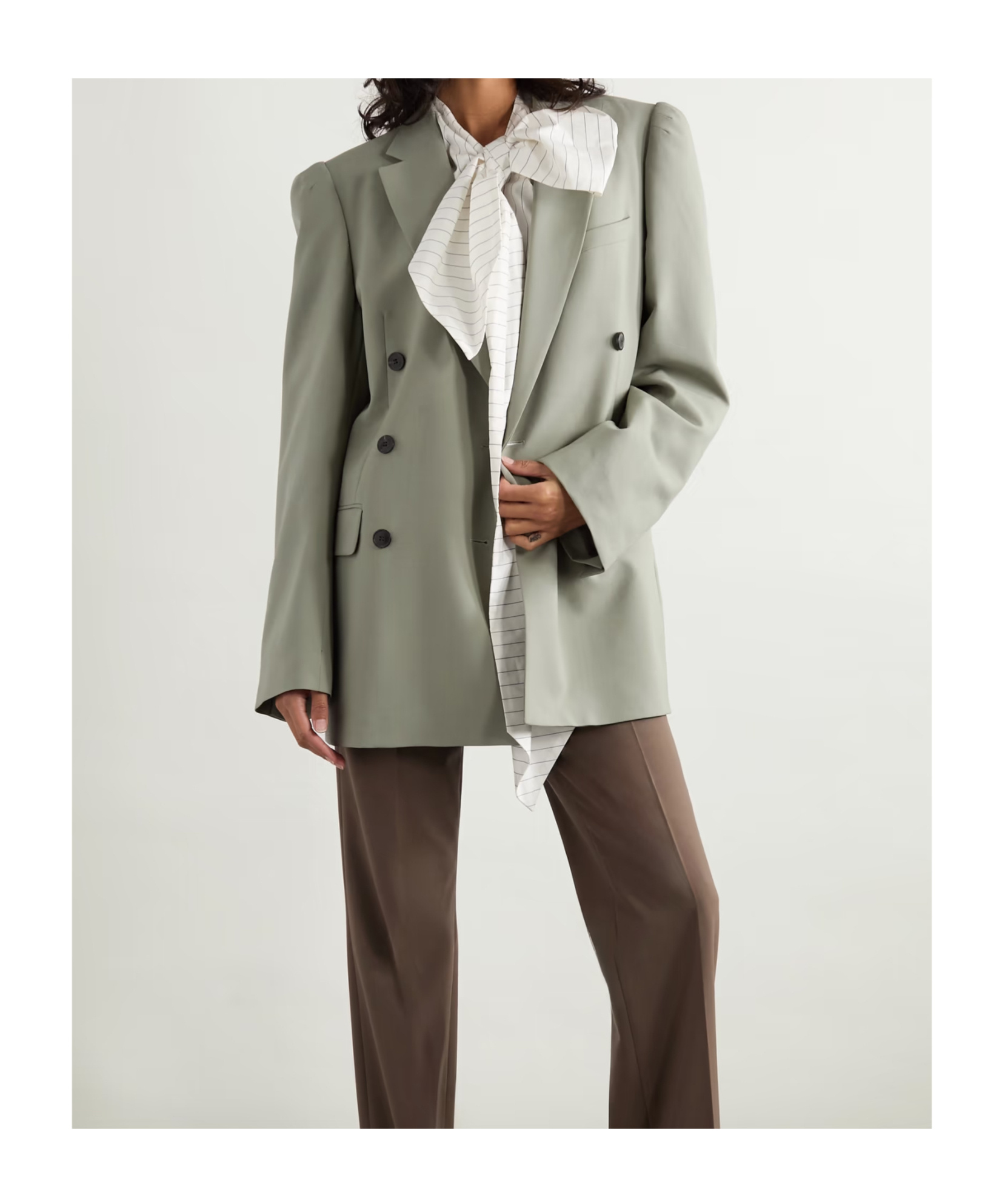 DRIES VAN NOTEN Dries Van Noten Double-Breasted Wool and Mohair-Blend Twill Blazer